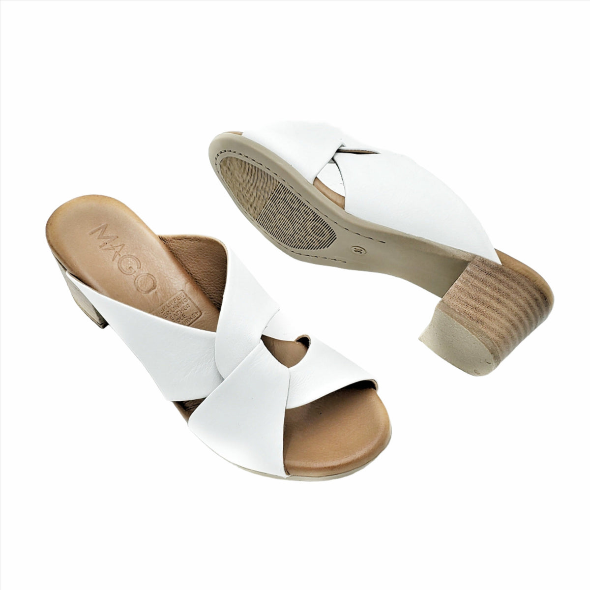 Mago- Mule Heels -White – Fabia Fine Shoes